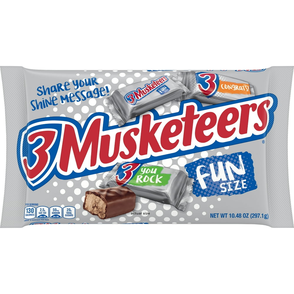 3 MUSKETEERS Chocolate Candy, Halloween FUN SIZE, 10.48 oz bag ...