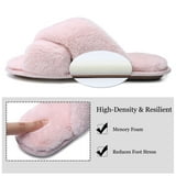 LORDFON Open Toe Cross Band Womens House Slippers Fluffy Indoor Slip On Slippers - Walmart.com