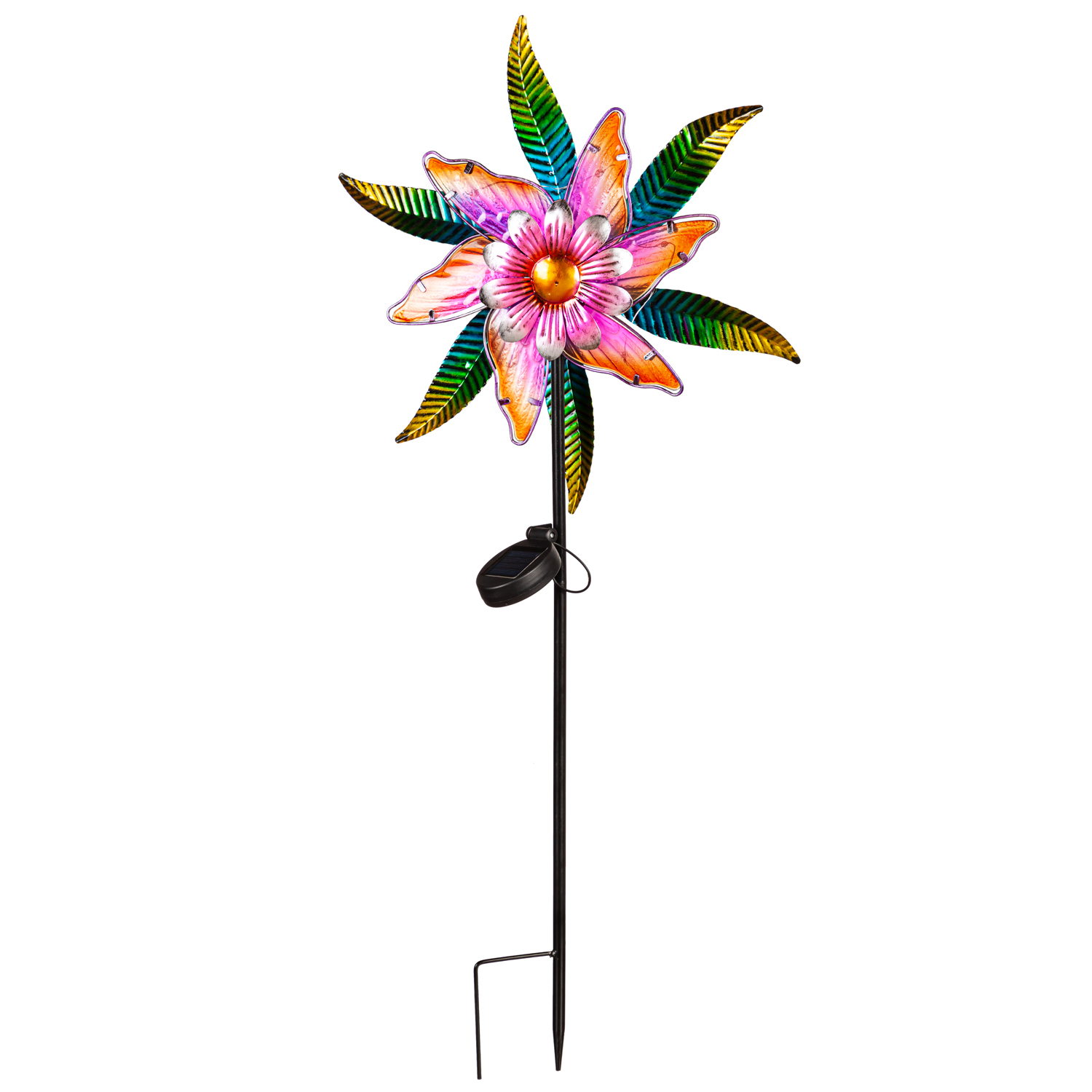 Solar Spinner Stake, Pink/Yellow Flower - Walmart.com
