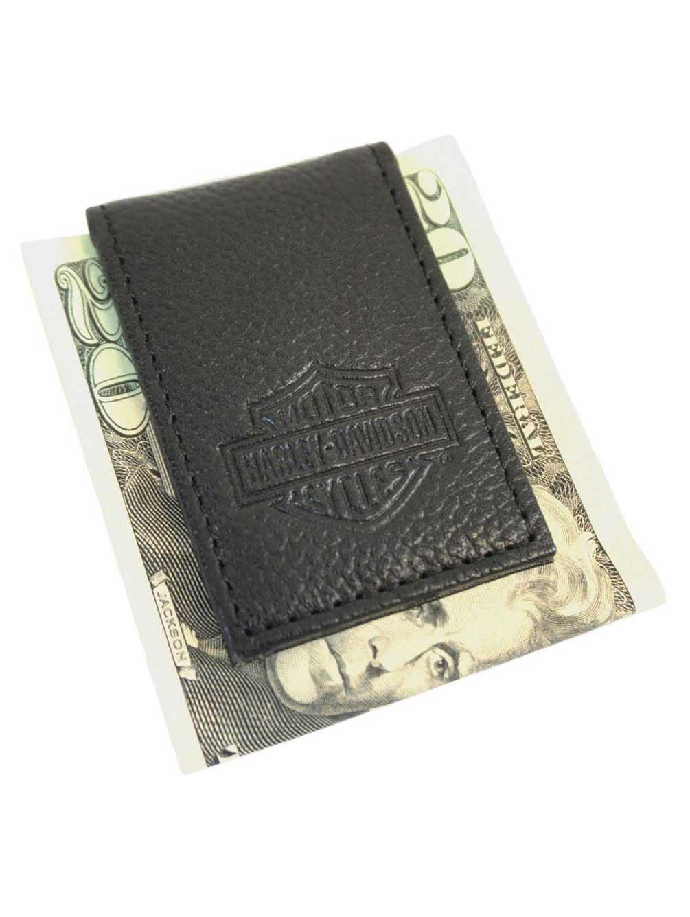 Harley-Davidson Men's B&S Embossed Leather Magnetic Money Clip MSB8385 ...