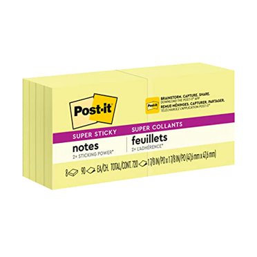 Post-it Super Sticky Notes, 3" x 3", Canary Yellow, 5 Pads - Walmart.com