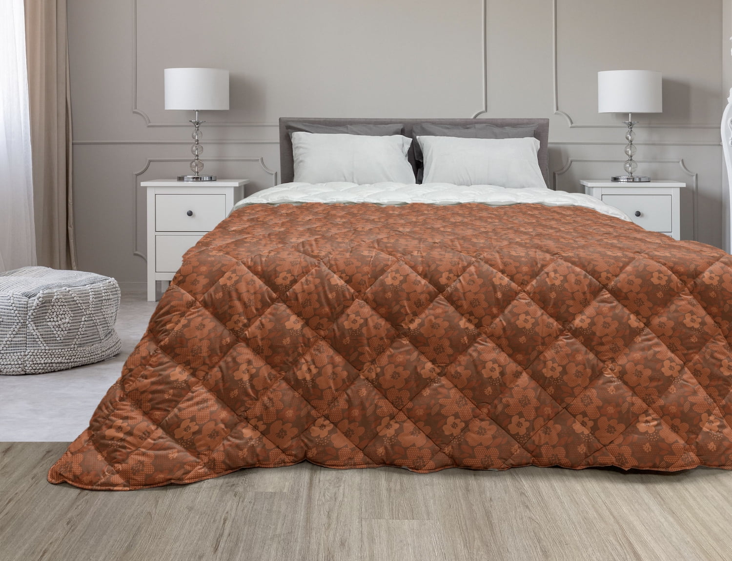 Terracotta Down Alternative Comforter, Ancient Symbol Inspired Antique ...
