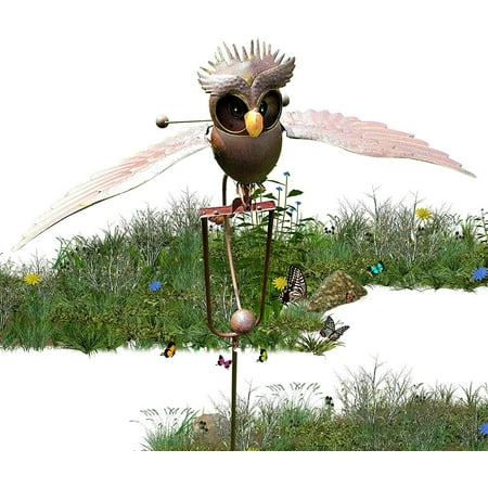 Swinging Ball Wing Flapping Kinetic Metal Owl，Stake Wind Spinner Life ...