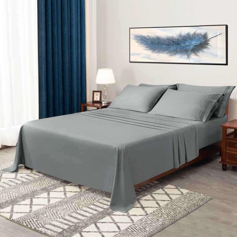 CHUNYI 1600 Thread Count Cotton Blend Sheet Set (Gray,King) - Walmart.com