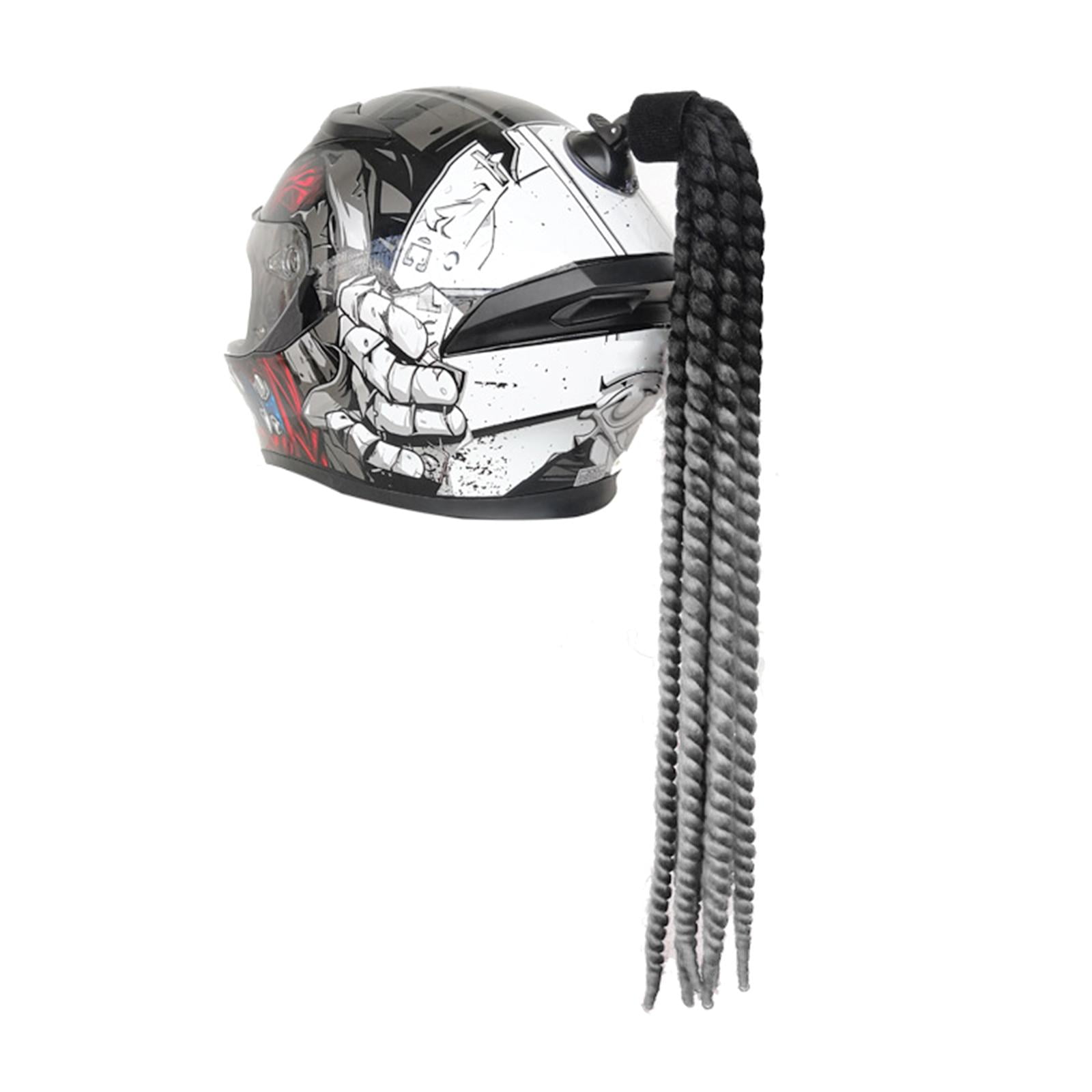 Mujeres damas pelo motociclista rampa cascos dos cola de Negro Gris ...