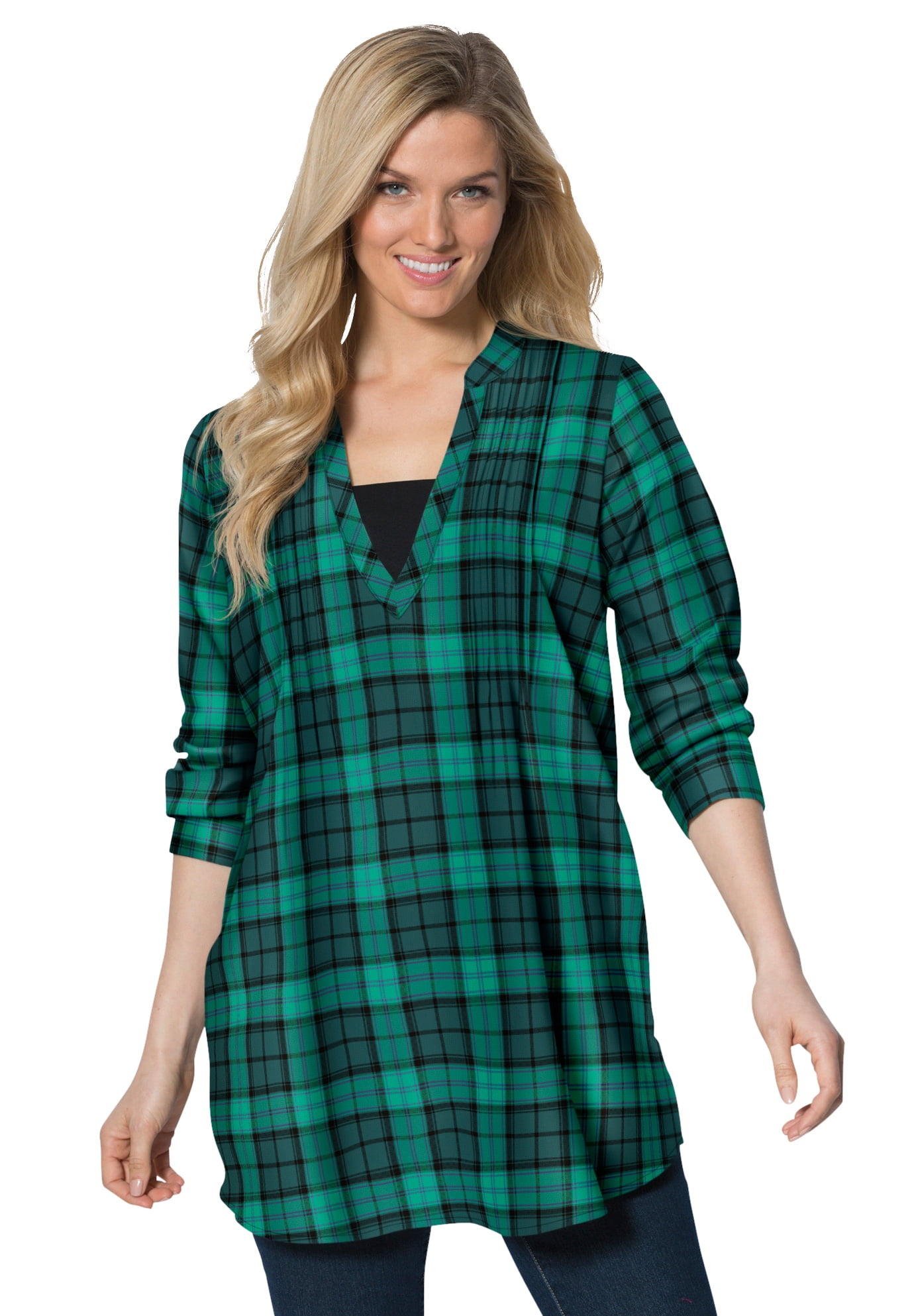 Woman Within - Woman Within Women's Plus Size Flannel Tunic With ...
