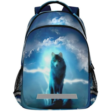 Cool Wolf Blue Lightning Backpacks Travel Laptop Daypack School Book ...