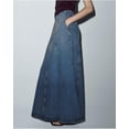 Long Denim Skirts for Women Plus Size Floor Length A Line Flared Maxi ...