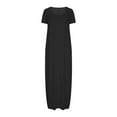 Wiyuqeen Womens Solid Crew Neck Maxi Dresses Classic Summer Short