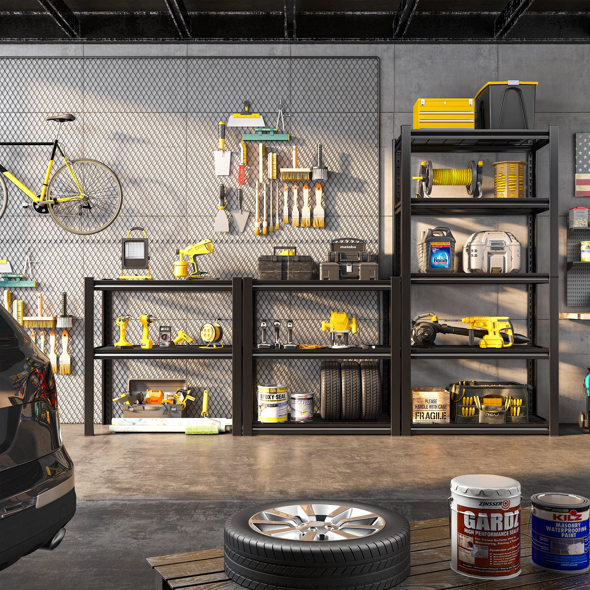Buy Raybee Garage Shelving Metal Heavy Duty 2000lbs Storage Shelf Rack ...