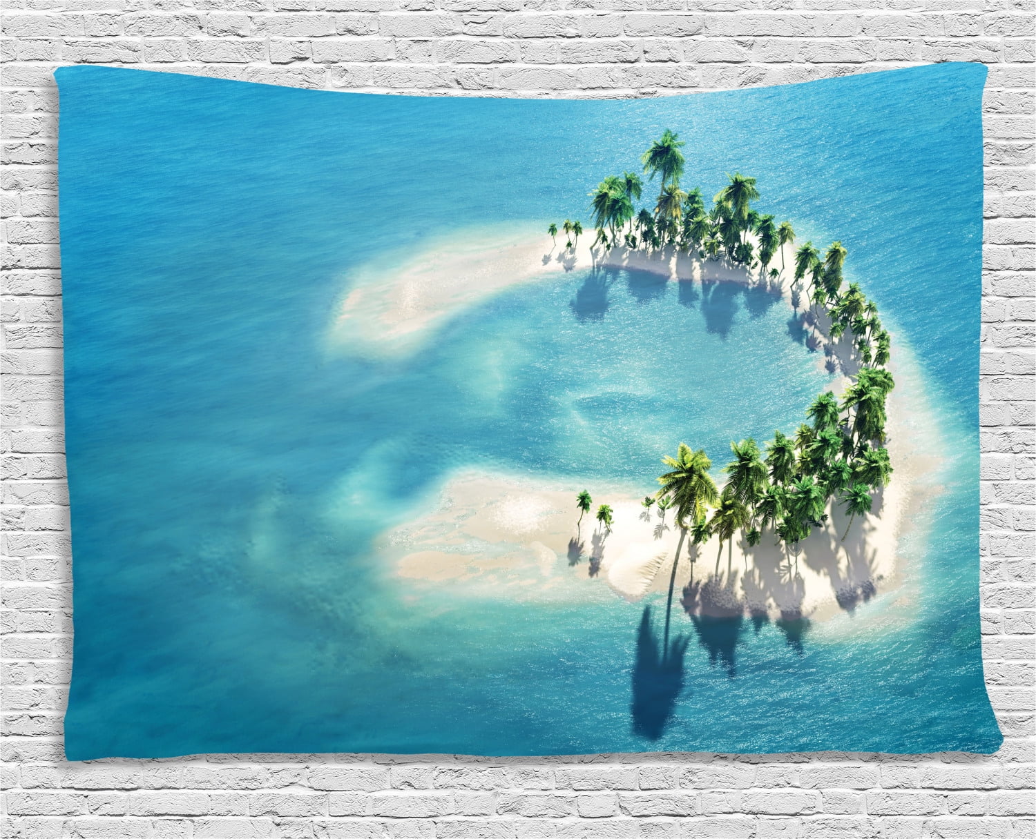 Island Tapestry, Picture of Atoll Ring Shaped Island Covered with Palm ...