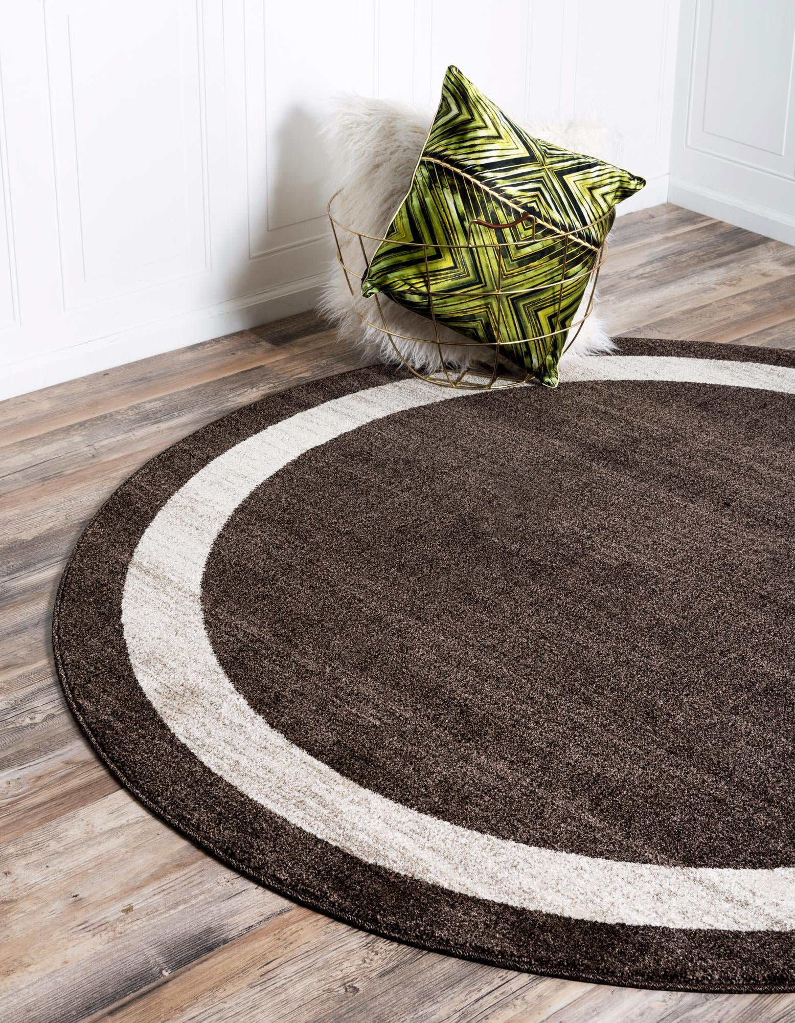 Rugs.com Angelica Collection Rug – 6 Ft Round Brown Medium Rug Perfect ...