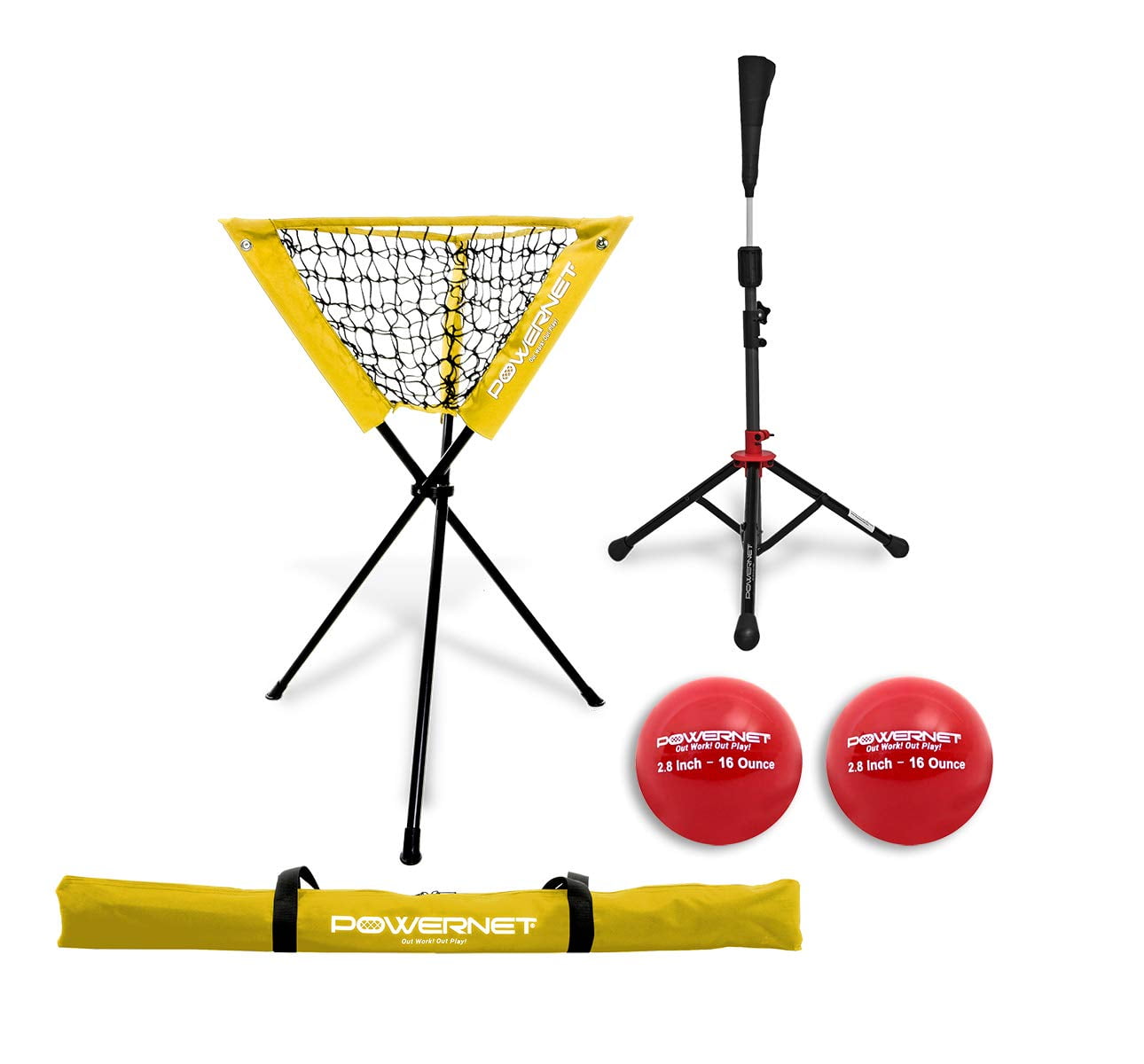 PowerNet Coach's Bundle Ball Caddy + Tee + 2 Pack Heavy Weighted ...