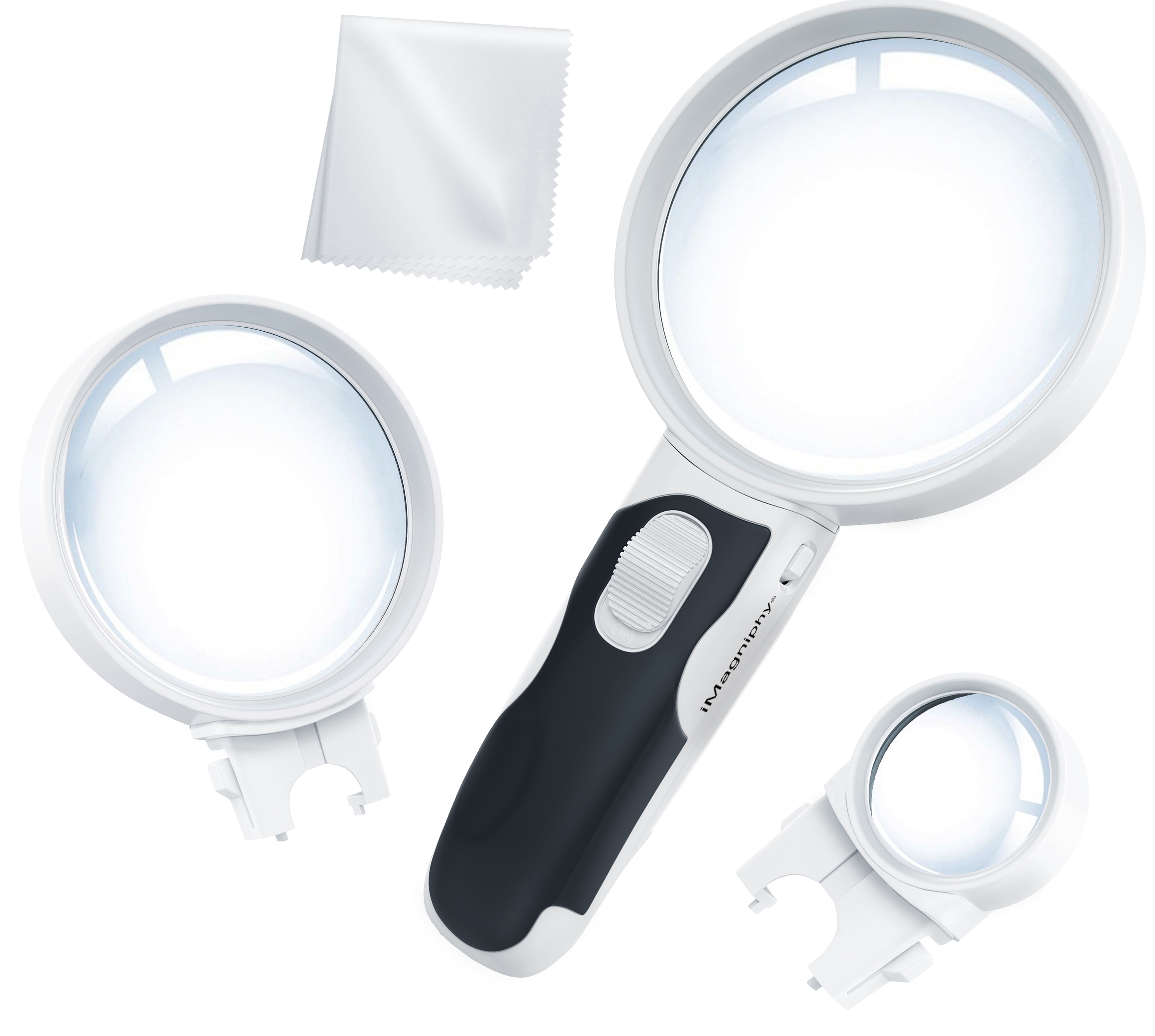IMagniphy LED Illuminated Magnifying Glass With Light Set 3 Lens 2 5X