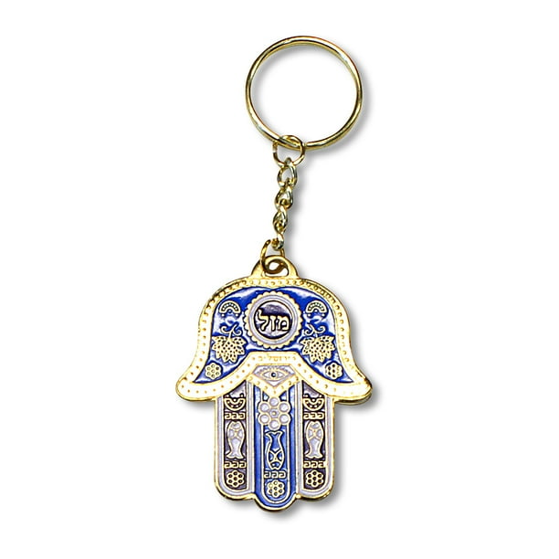 My Daily Styles - Blue Gold-Tone Mazal Good Luck Hamsa Hand Key Chain ...