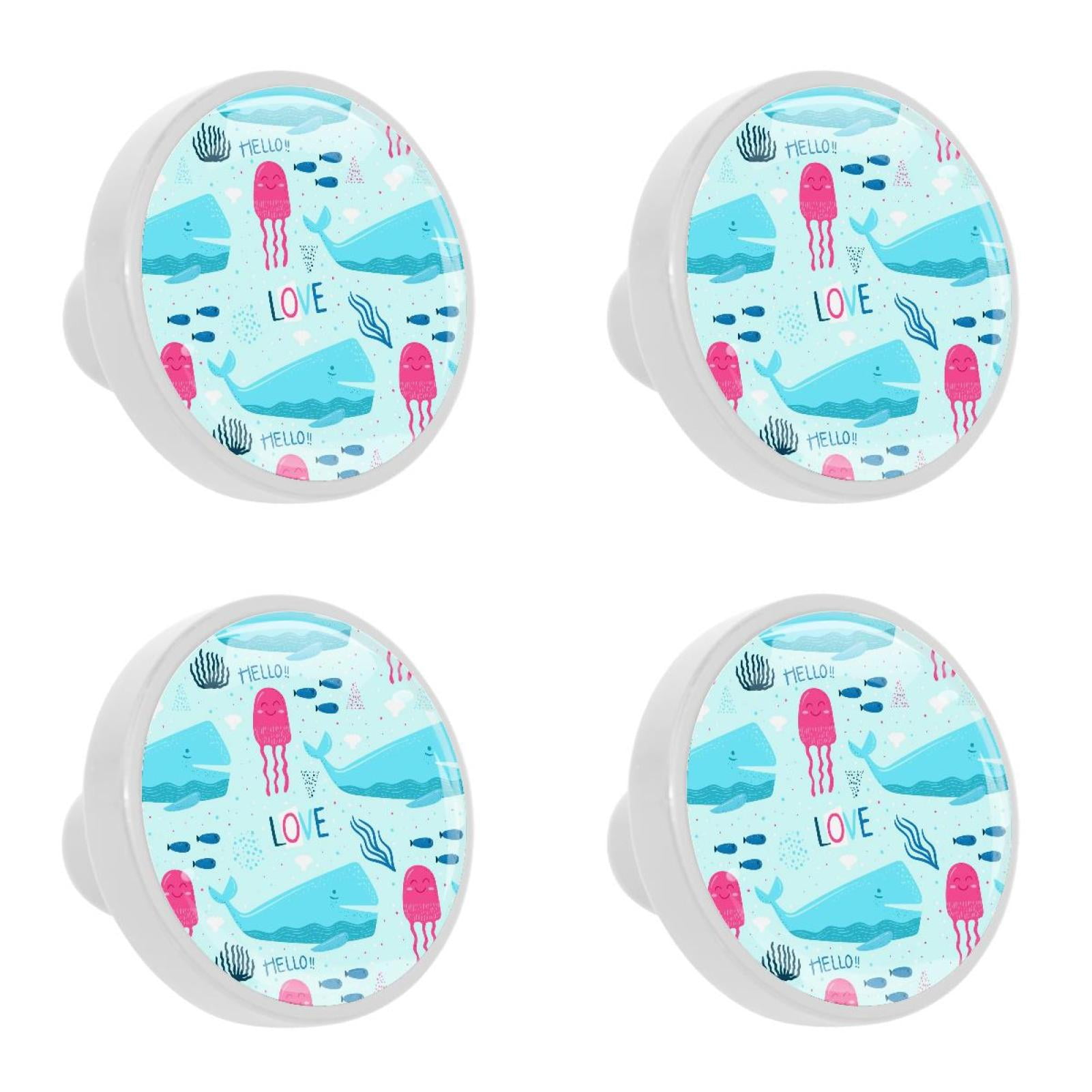 4 Pcs Whale Knobs for Kitchen Cabinet Cupboard Dresser Bookcase Drawer Pulls Handles Round Home ...