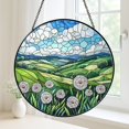 Blooming Dandelion Meadow View Stained Glass Style Window Hanging ...