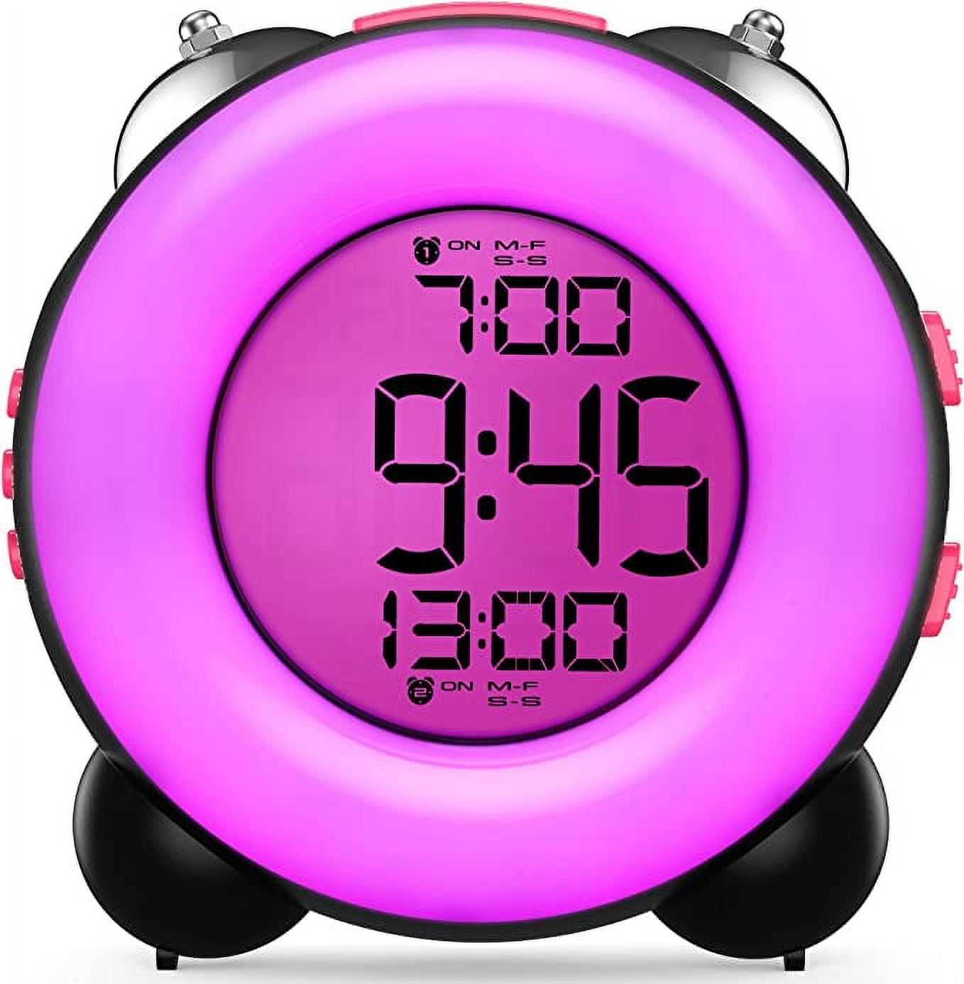 Reloj despertador digital con timbre para dormir (negro y rosa) con ...