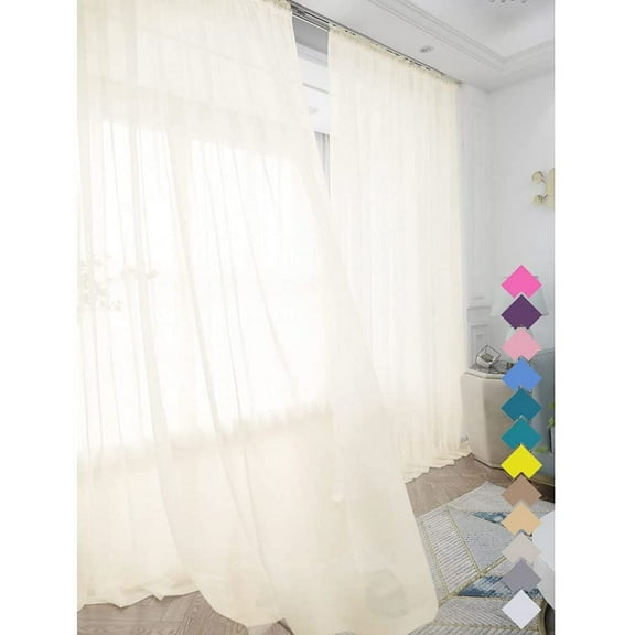 EDASCV-Windows Gradient Color Sheer Curtains 63 Inches Length 2 Panels ...