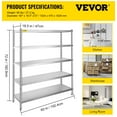 VEVOR Stainless Steel Shelving 60x18.5 inch 5 Tier Adjustable Shelf ...