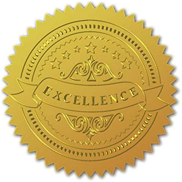Excellence Gold Foil Certificate Seals Self Adhesive Embossed Seals ...