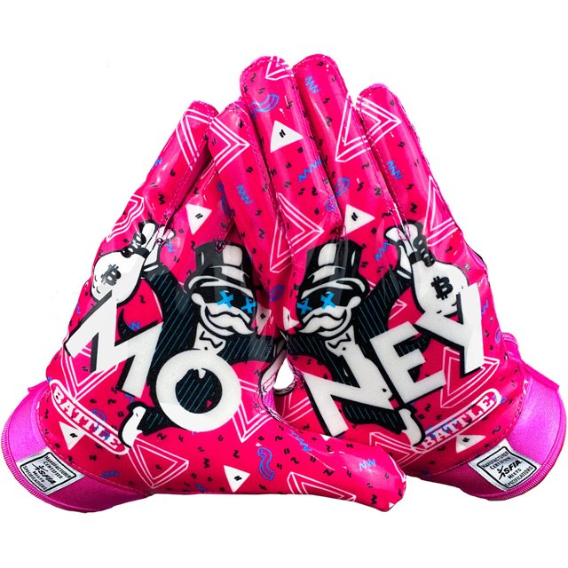 Battle Sports Money Man Adult Football Receiver Gloves - Small - Pink ...