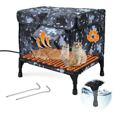 TURBRO Insulated, Heated Cat House, Waterproof, Blue, for Outdoor and ...