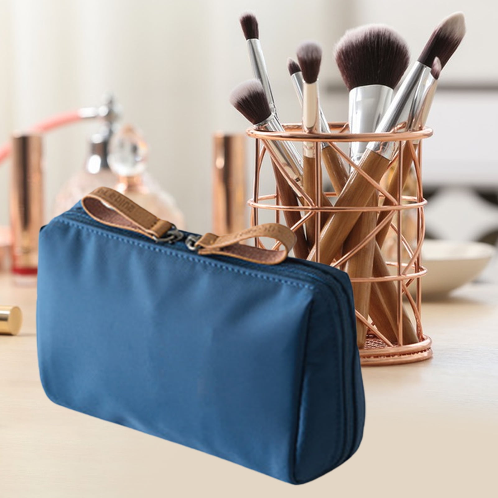 Washranp Women Cosmetic Bag,Solid Color Nylon Waterproof Large Capacity ...