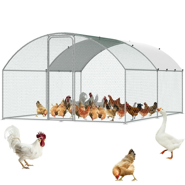 VEVOR Large Metal Chicken Coop, 9.8x12.9x6.5 ft Walk in Chicken Run for ...