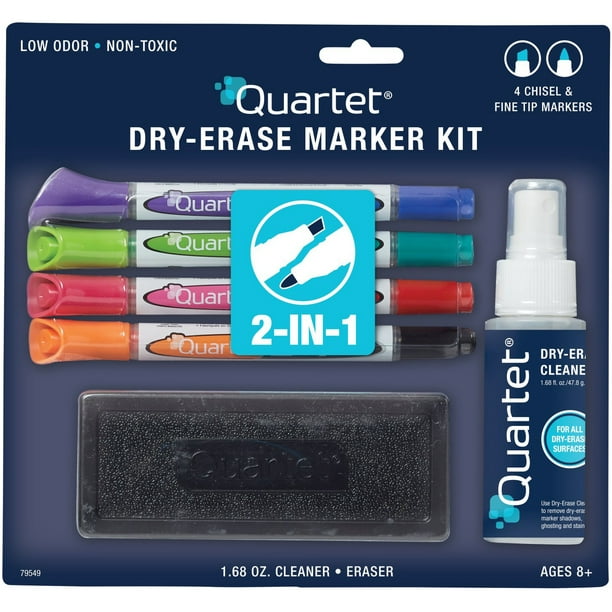 Quartet 2-In-1 Dry-Erase Kit W/Marker, Eraser, Cleaner-W/Chisel Tip ...