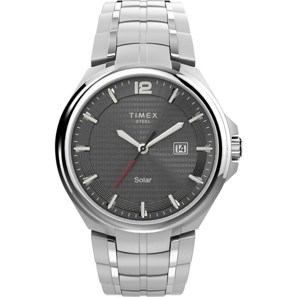 Timex Men's Solar Premium Dress 44mm Watch – Silver-Tone Case Black ...