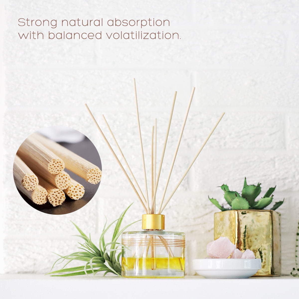 50PCS Reed Diffuser Sticks,9 Inch Natural Rattan Wood Sticks Essential ...