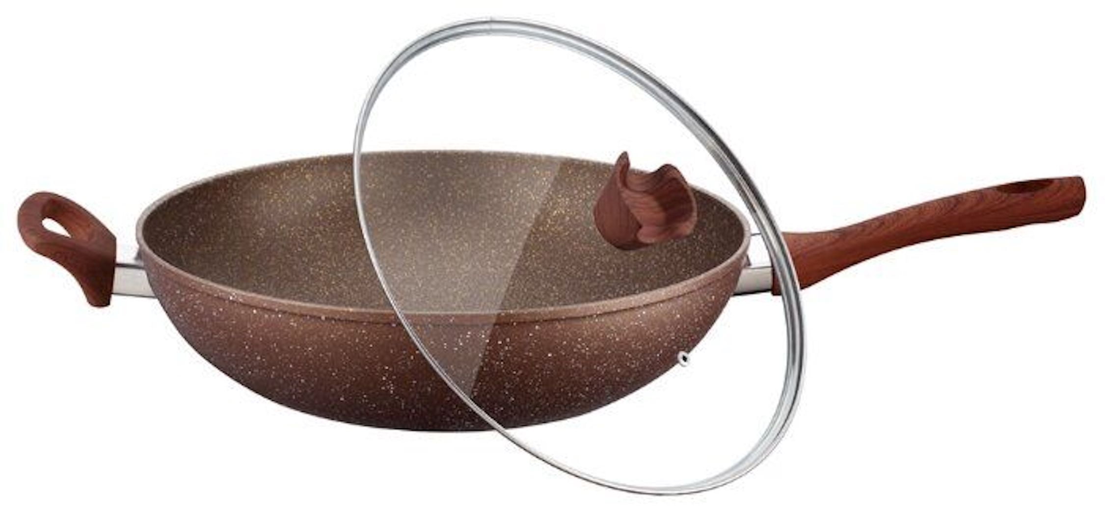 Peterhof 32 cm Non-Stick Aluminum Brown Granite Wok with Lid - Walmart.com
