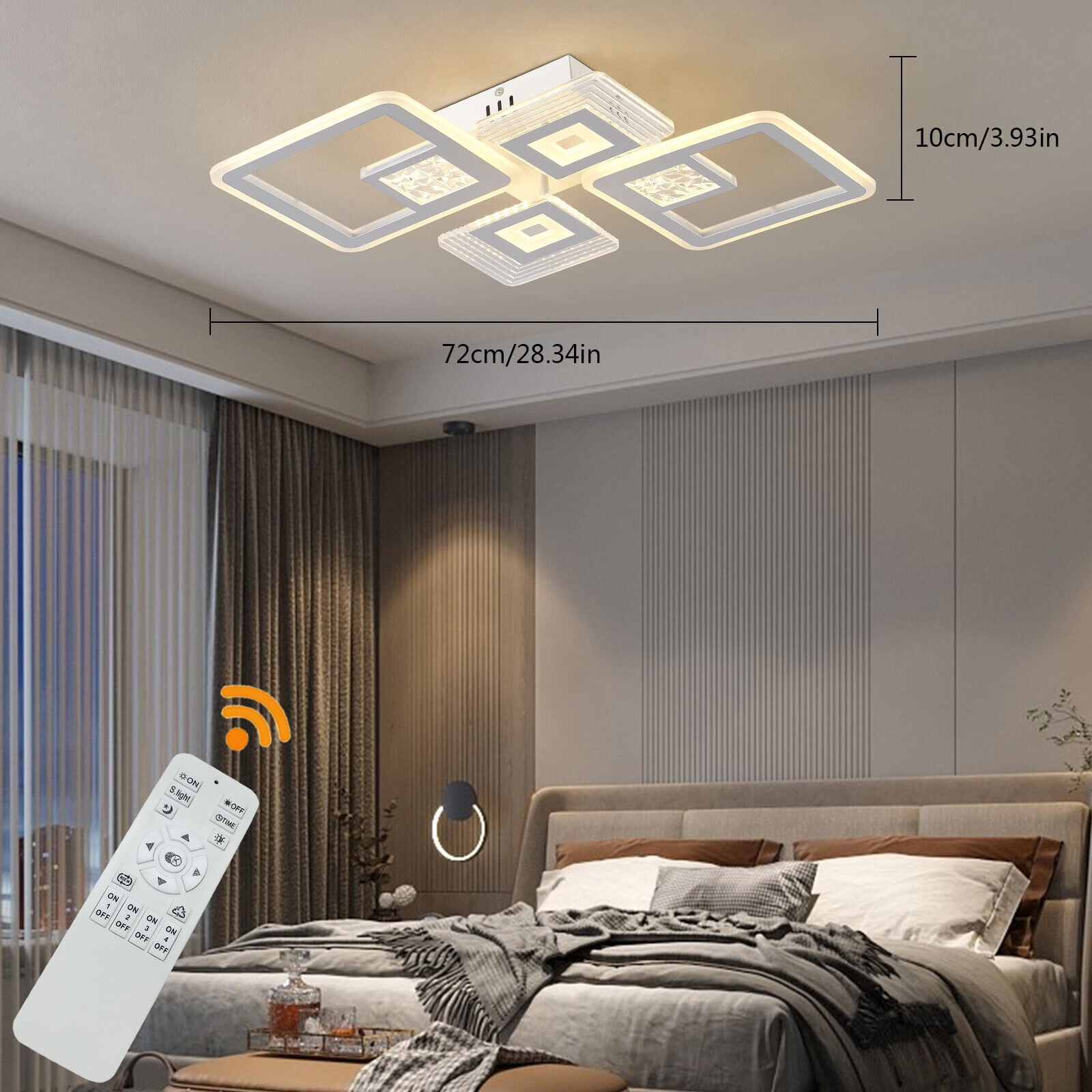 Modern Ceiling Light LED Acrylic Lamp Dimmable Bedroom Living Room ...