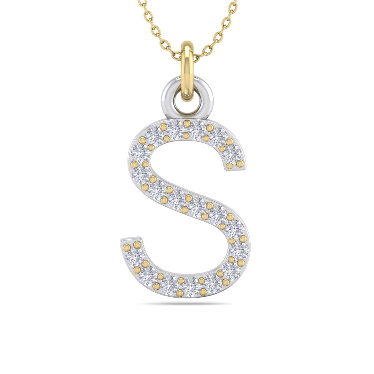 SuperJeweler S Initial Necklace In 14 Karat Yellow Gold With 19 ...