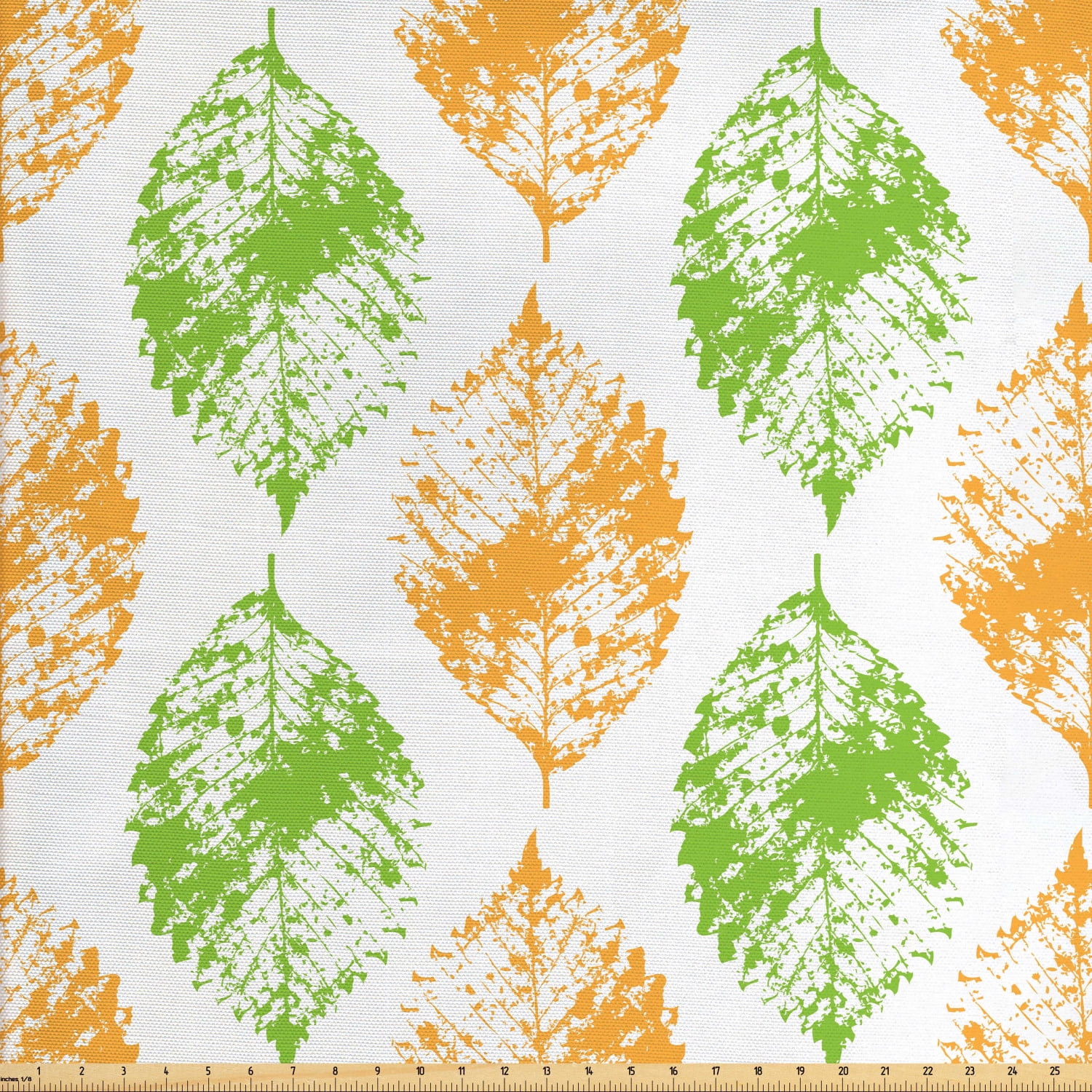 Leaves Fabric by the Yard, Illustration Print of Leaf Intricate Motifs ...