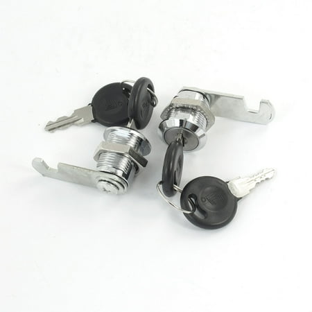 Silver Tone Metallic 18.5 x 17mm Thread Cabinet Desk Drawer Cam Lock 2 ...