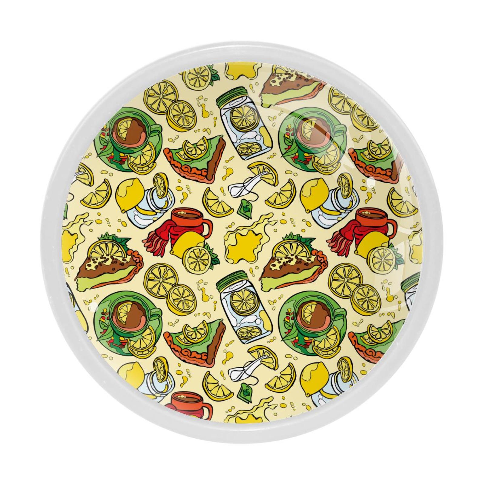 4 Pcs Lemon Afternoon Tea Knobs for Kitchen Cabinet Cupboard Dresser ...