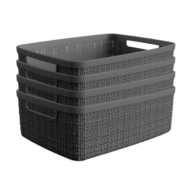Curver Jute Large Grey Plastic Storage Basket - Walmart.com