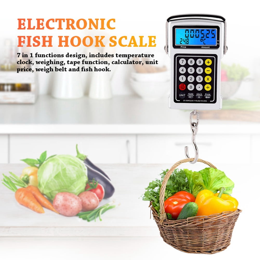 Domqga Electronic Fish Hook Scale 50Kg Luggage Weighing 7 in 1 Digital ...