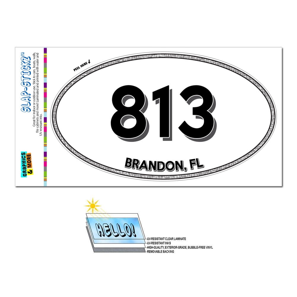 813 - Brandon, FL - Florida - Oval Area Code Sticker - Walmart.com