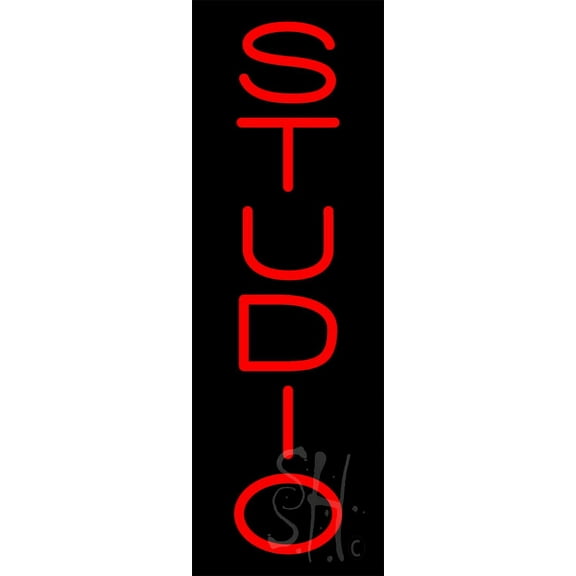 Red Double Stroke Art LED Neon Sign 19 x 15 - inches, Black Square Cut ...