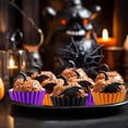 300Pcs Halloween Mini Foil Cupcake Liners Black Purple Orange Mini Cake ...