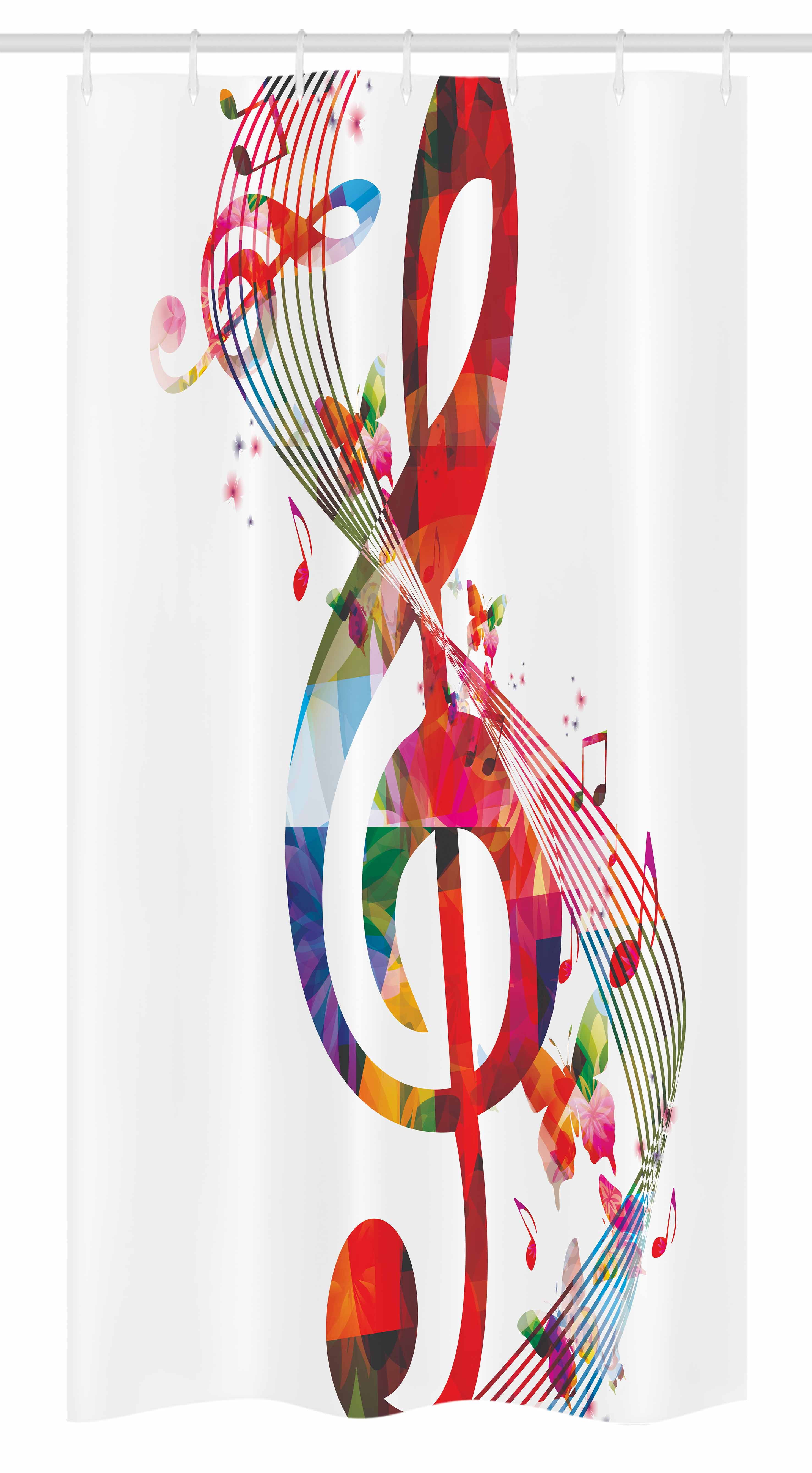 Music Stall Shower Curtain, Artwork with Musical Notes Rhythm Song ...