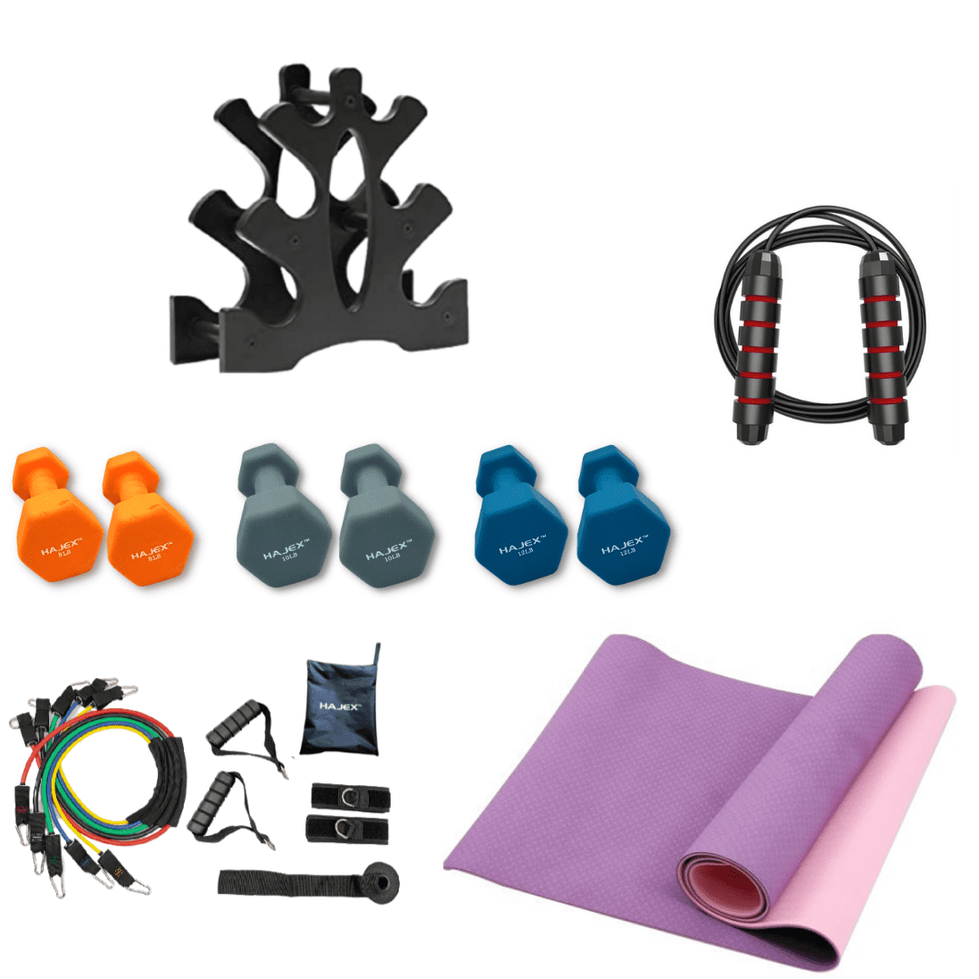 Click here for Hajex Home Gym Starter Kit - 60 Lb Neoprene Dumbbe... prices