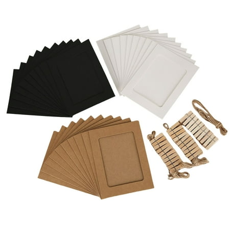 Electronicheart 30 Pieces Paper Photo Frame Set Craft Multiple Wood ...