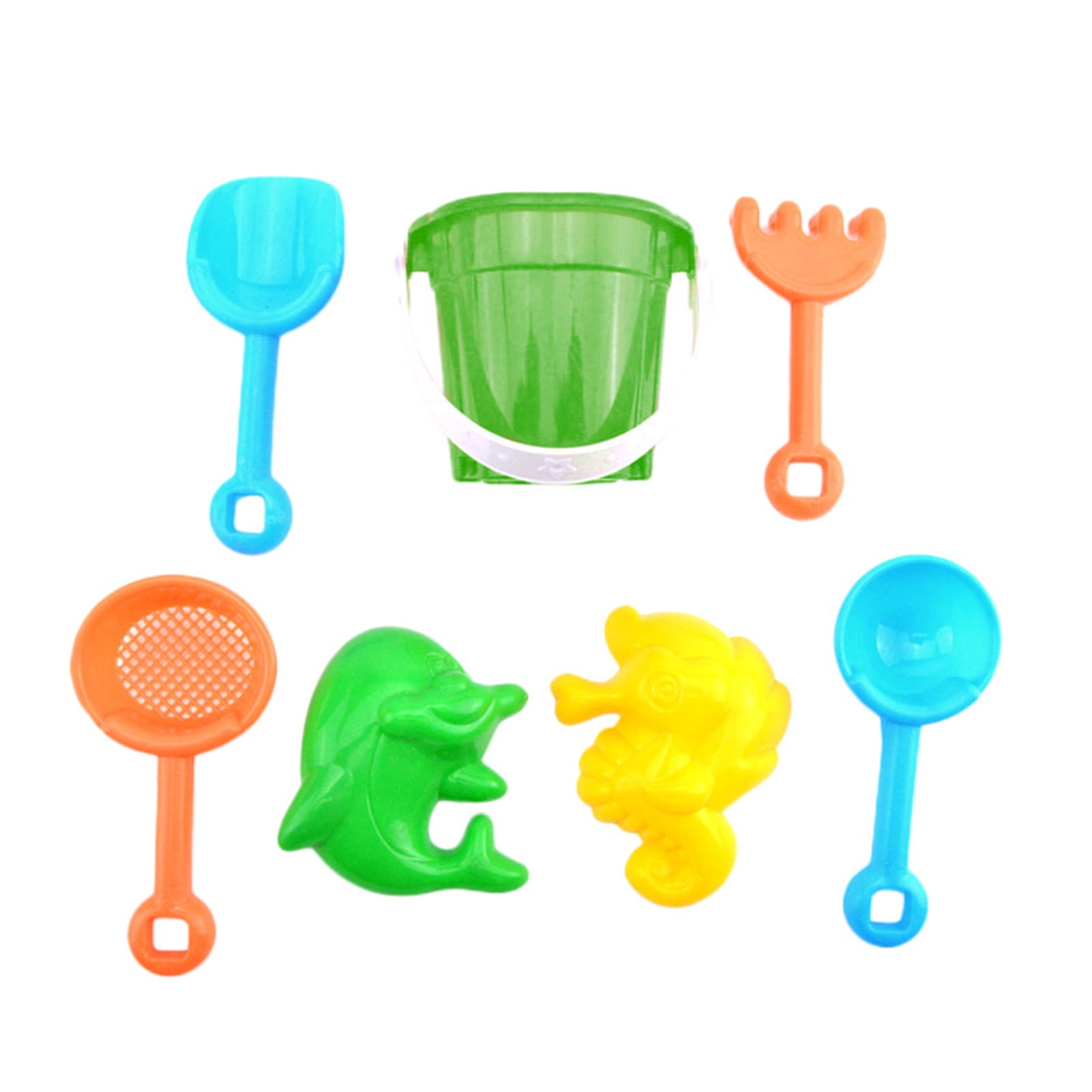 Temacd 7Pcs Beach Bucket Toys with Marine Animal Mold Stimulate Pretend ...