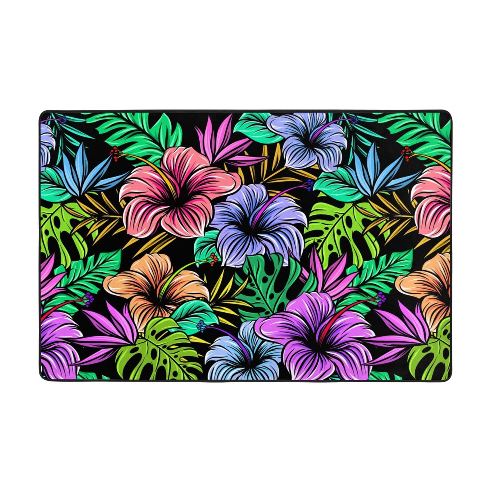 XMXT Non-Slip Area Rug, Tropical Floral Style Design Polyester Rugs for ...