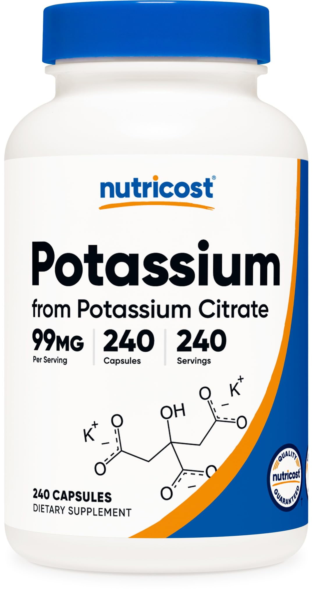 Suplemento Nutricost de citrato de potasio 99 mg 240 cápsulas | Bodega ...