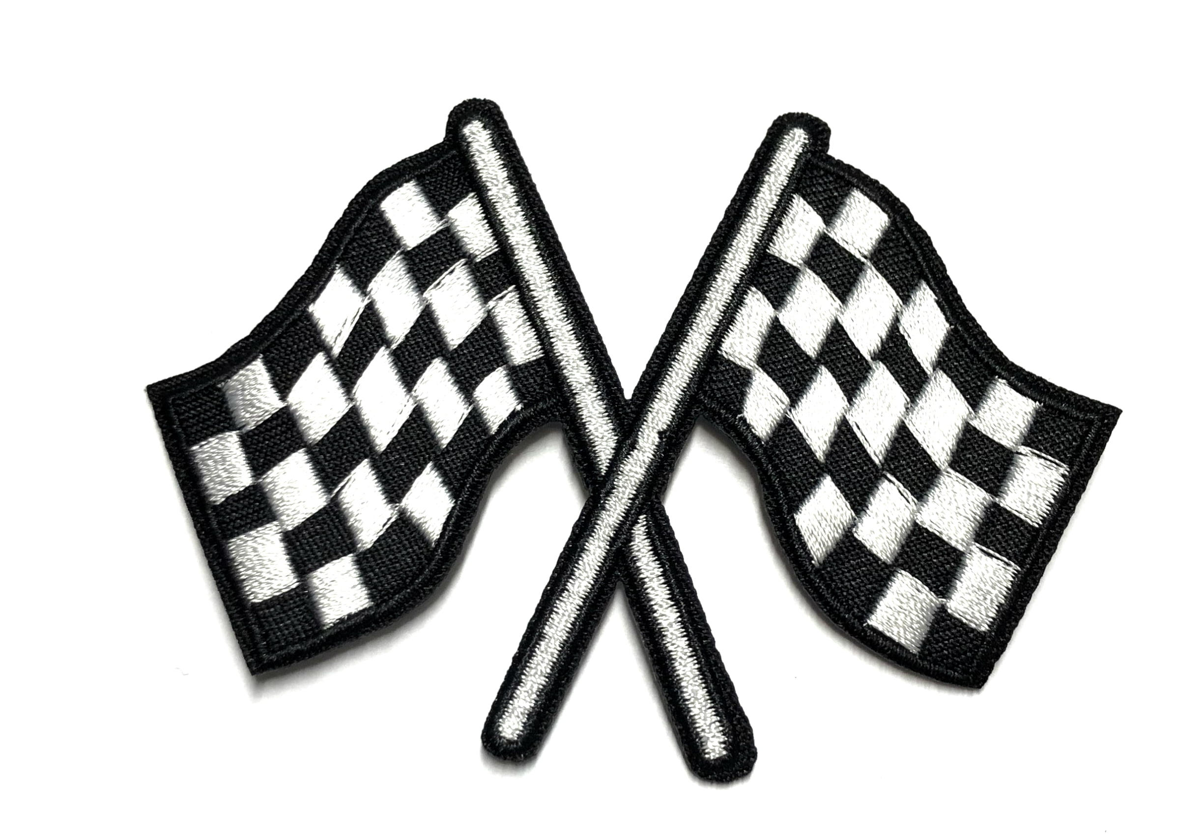 Checkered Racing Flags Embroidered Patch Iron/Sew-On Applique Biker ...